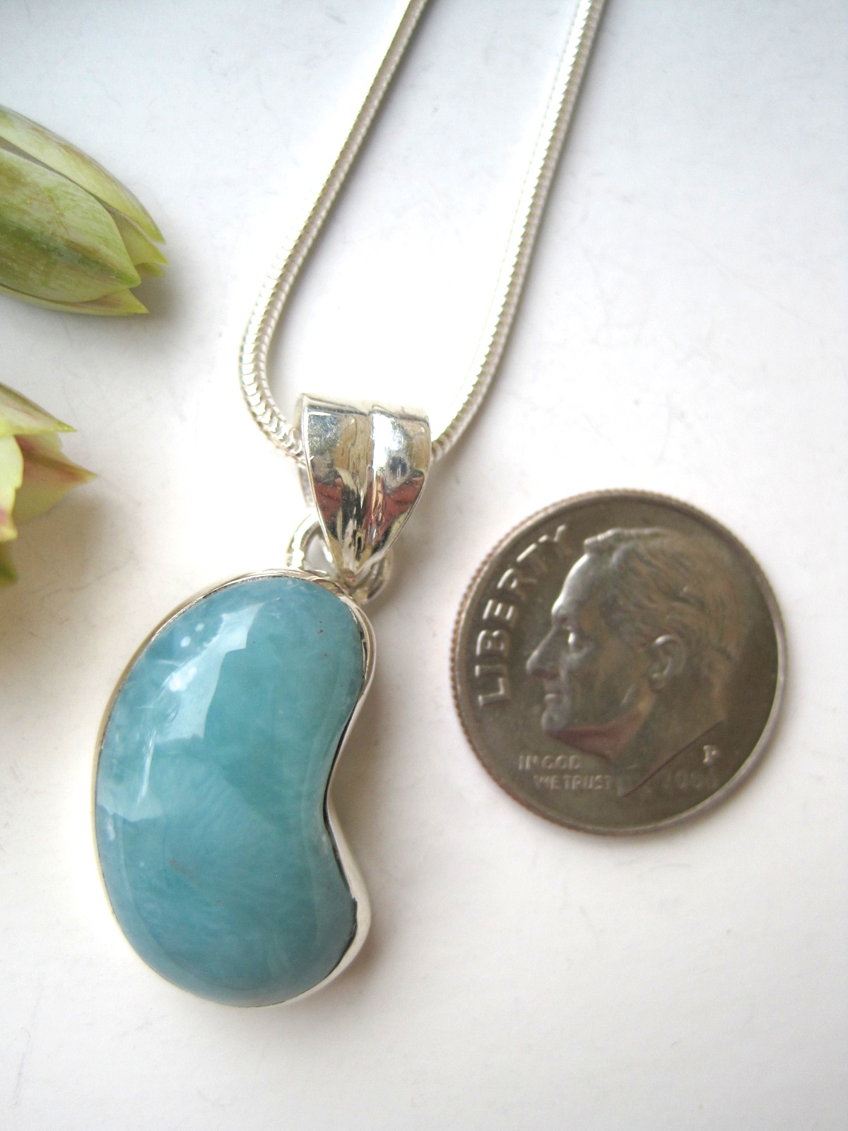 Larimar and Sterling Kidney Pendant « Kidney Jewelry ~ Transplant Gifts