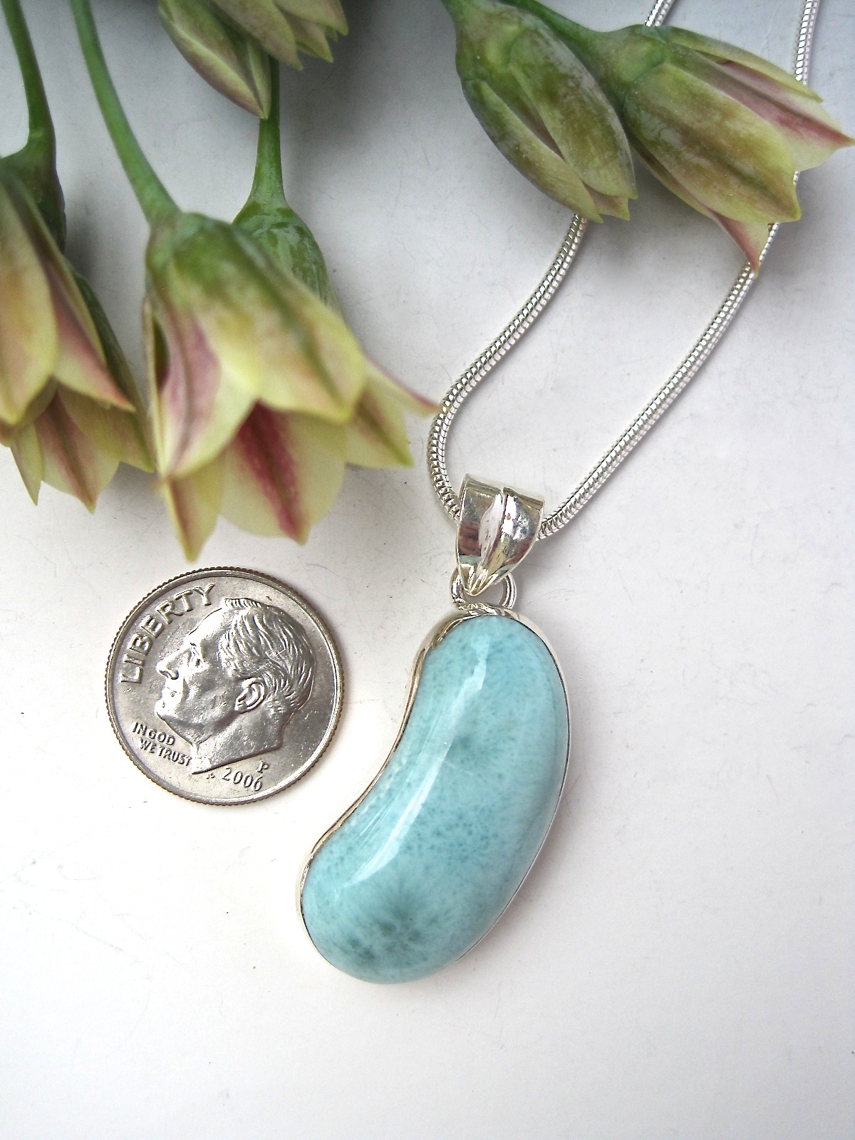 Rare Larimar Gemstone and Sterling Kidney Pendant #6 « Kidney Jewelry ...
