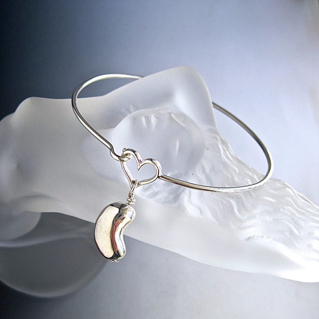 Kidney Transplant Gift–Sterling Silver Charm Bangle with Heart and ...